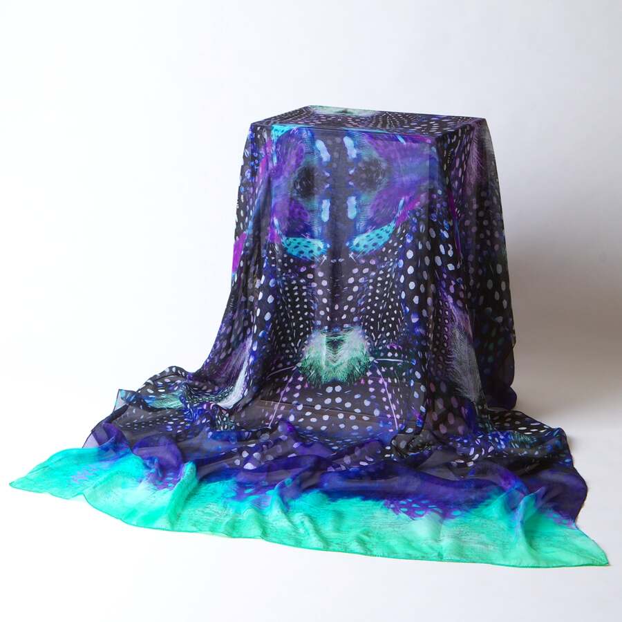 Custom made silk chiffon shawl